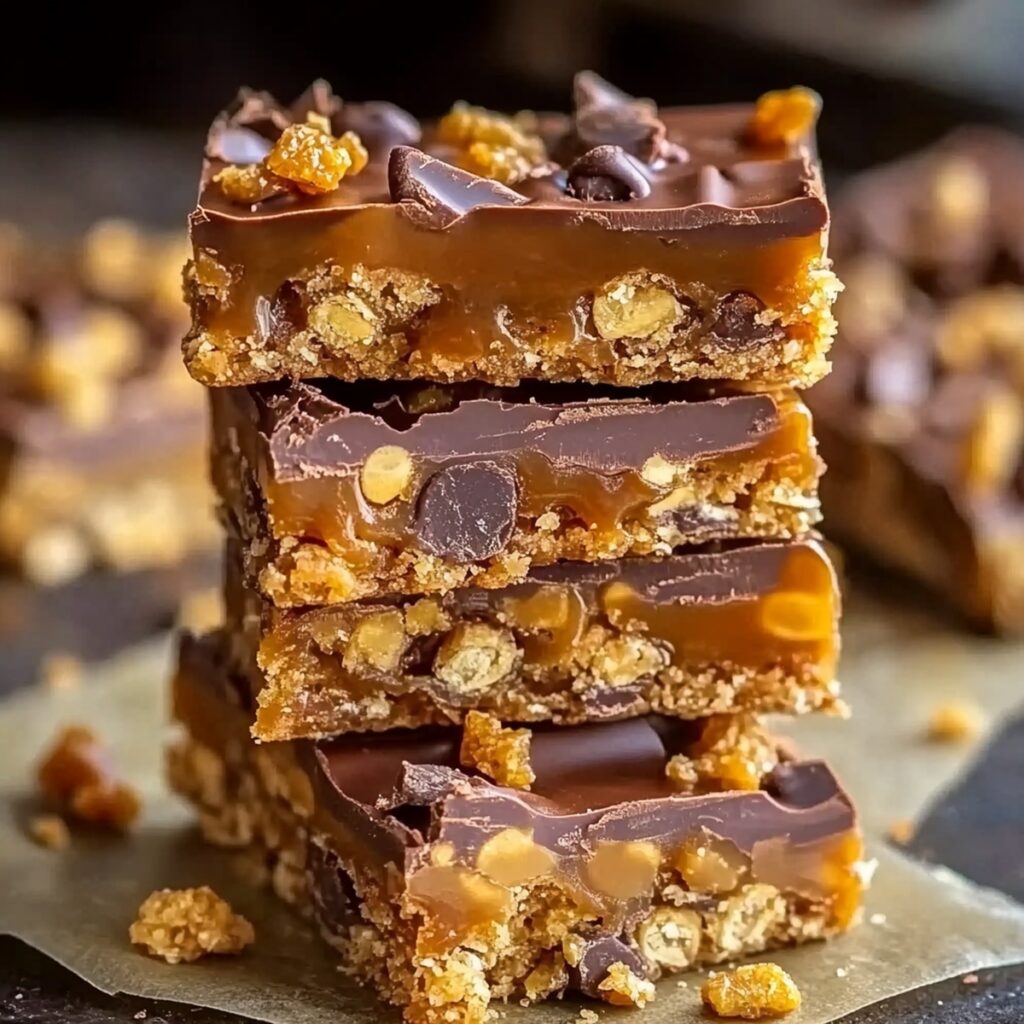 Crunchy Caramel Chocolate Crunch Bars Recipe - Pro of Delicious Creations
