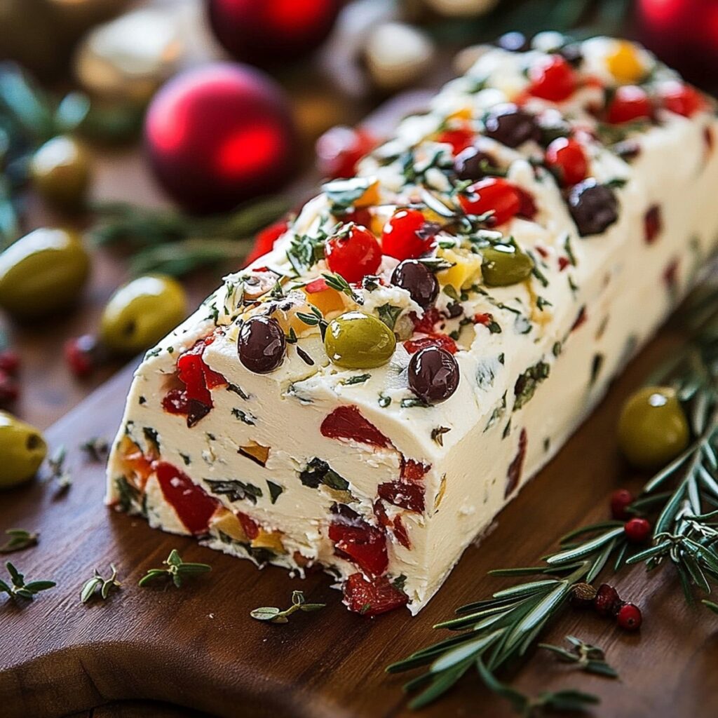 Festive Holiday Antipasto Cream Cheese Log Recipe: Joy on a Plate ...